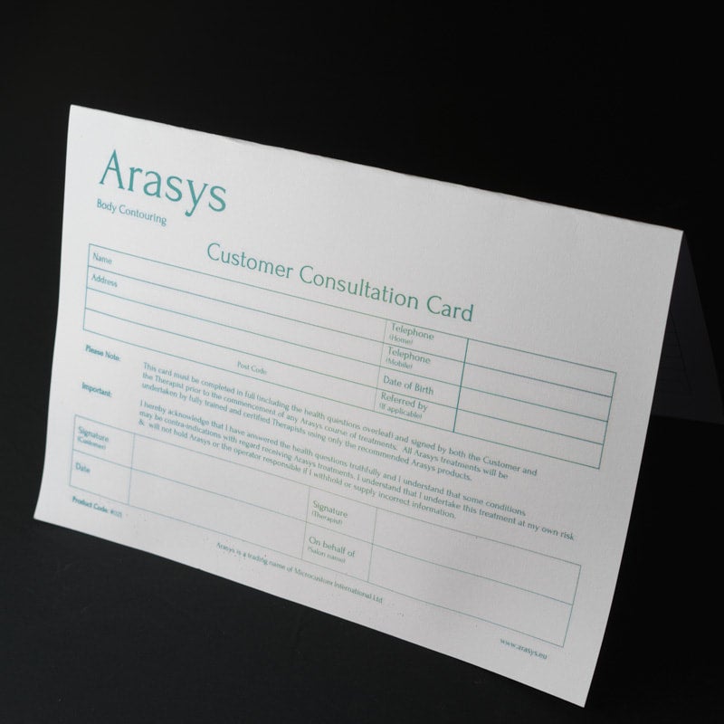 Arasys Treatment / Medical History Cards (Pack 50) | Arasys